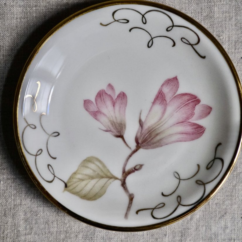 Mini talířek s květinou a zlatými kraji Bavaria 10,5cm x 10,5cm :: LAA ...