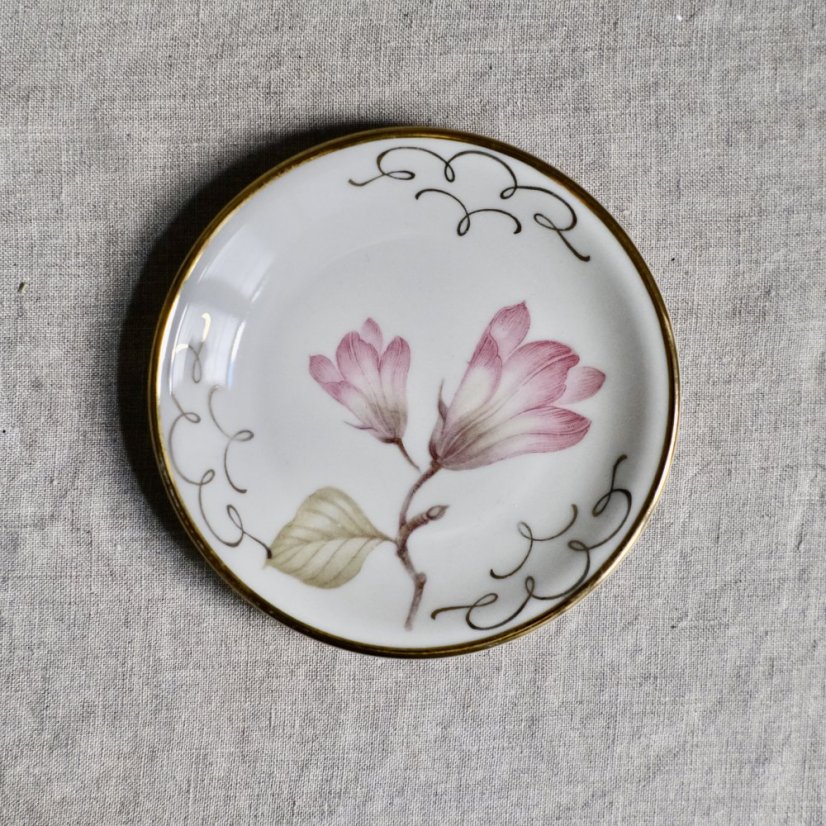 Mini talířek s květinou a zlatými kraji Bavaria 10,5cm x 10,5cm :: LAA ...